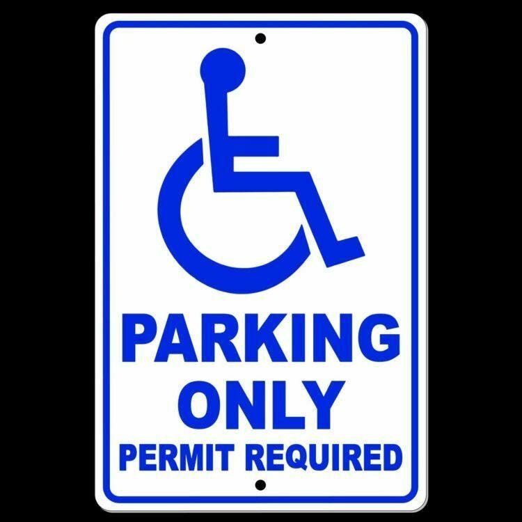 Handicapped Parking Sign Permit Required Reserved Metal Disabled ...