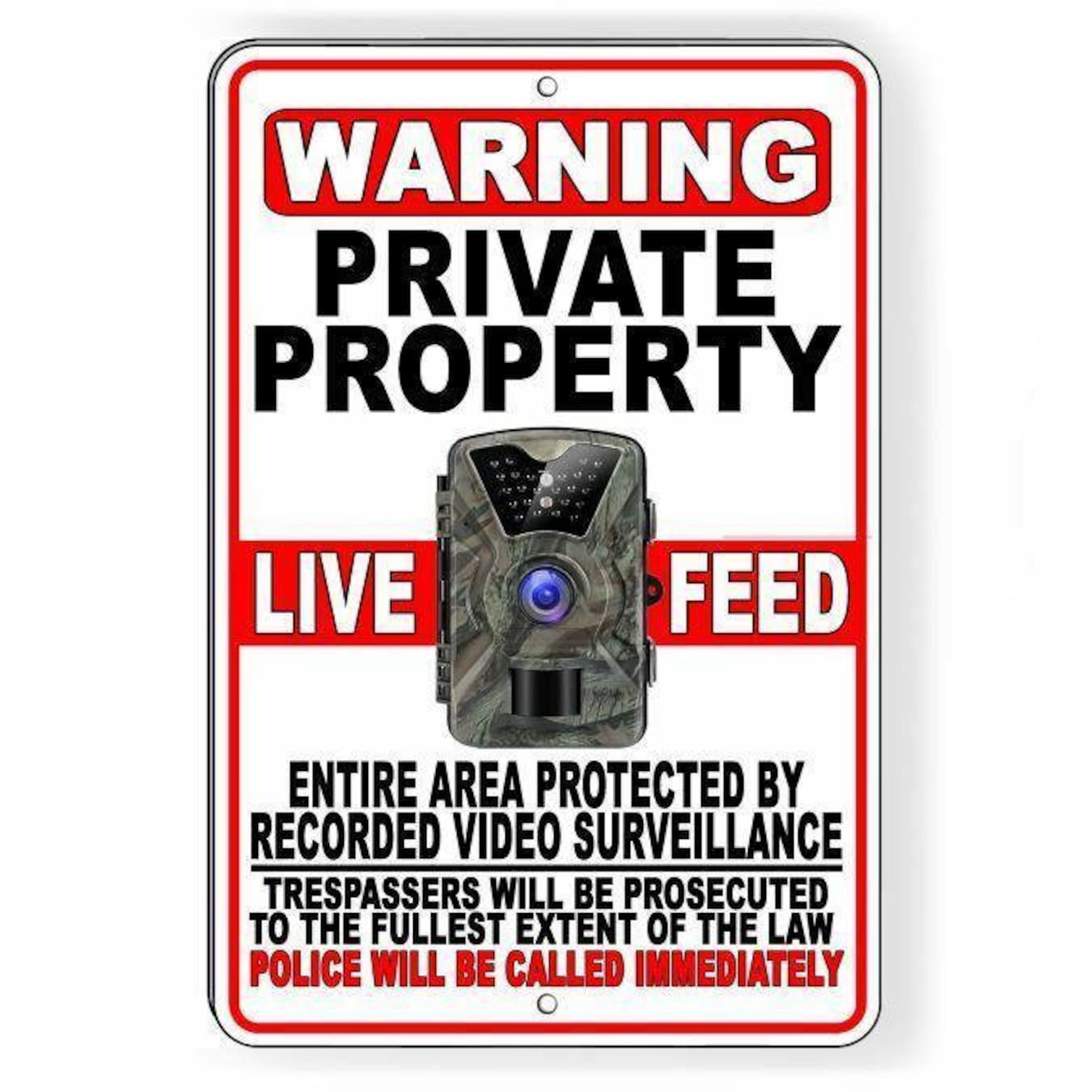 Private Property Trail Camera LIVE FEED Video Recording Metal Sign - Etsy