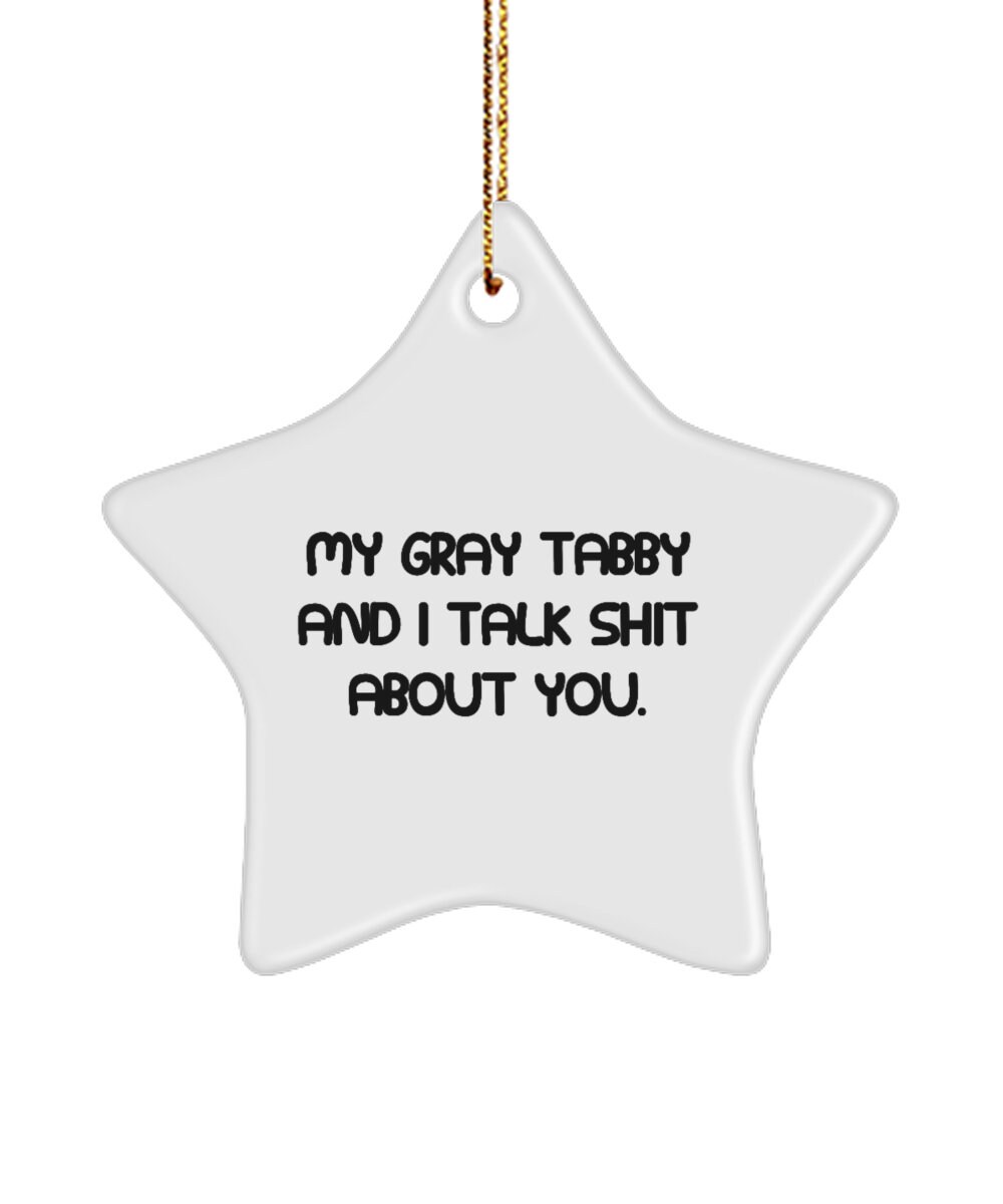 Inspire Gray Tabby Cat Gifts My Gray Funny Birthday Star Ornament inspire-gray-tabby-cat-gifts-my-gray-funny-birthday-star-ornament