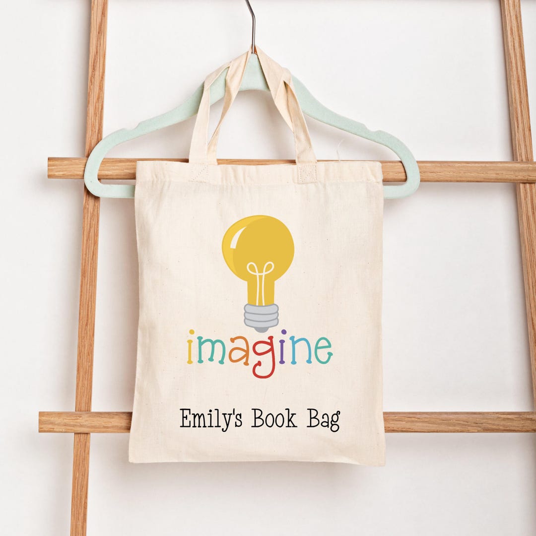 Personalized Book Bag for Kids, Library Tote for Toddler, Childrens ...