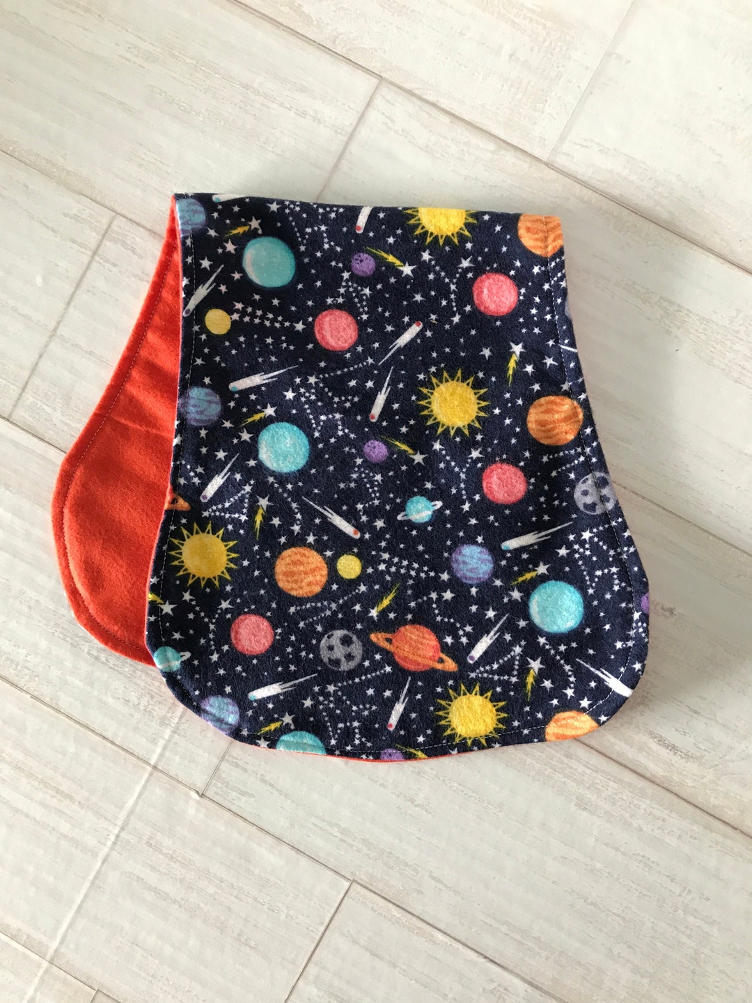 Space Burp Cloths, Space Flannel Burp Rags, Contoured Burp Cloth, Solar ...