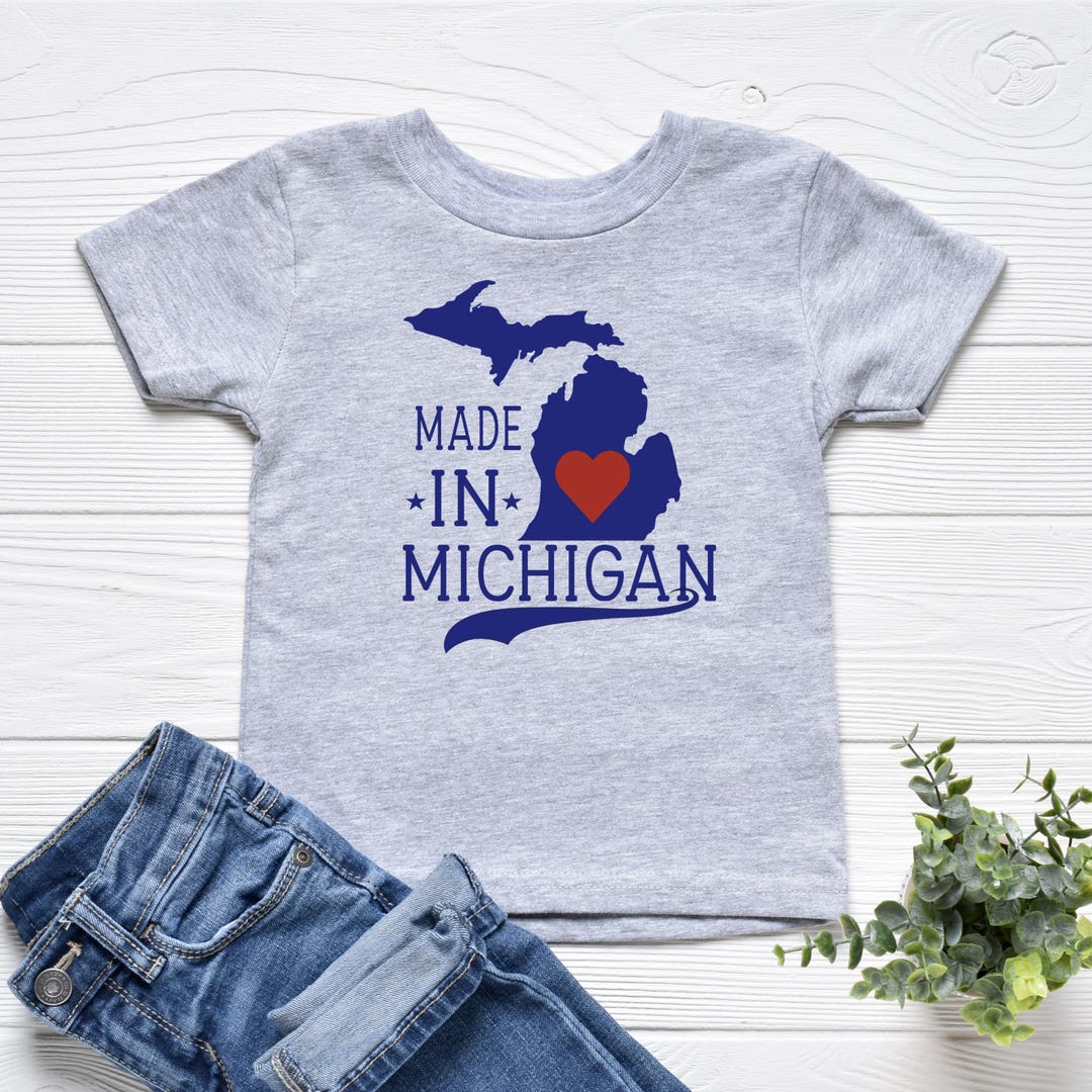 Made in Michigan Kid Shirt, Michigan Kids Clothes, State of Michigan ...