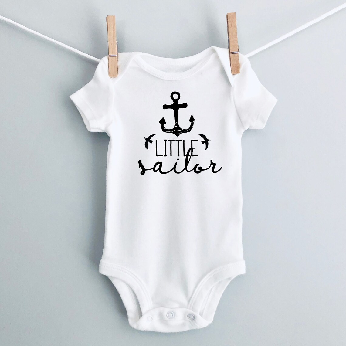 Little Sailor Baby Bodysuit, Nautical Baby Outfit, Anchor Infant Outfit ...