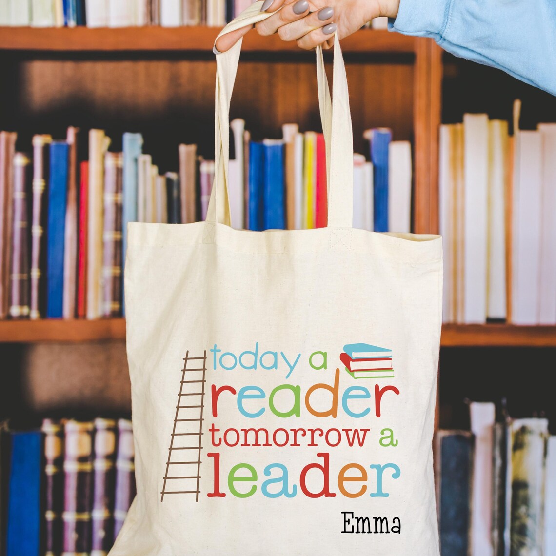Personalized Kids Reading Tote Bag, Book Bag for Kids, Childrens Book ...