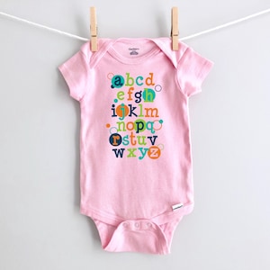 Alphabet Baby Bodysuit, Cute ABC Alphabet Letters Infant Outfit ...