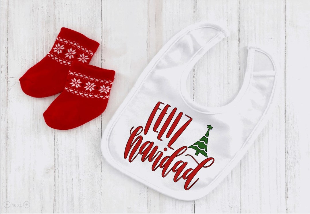 Feliz Navidad Baby Bib, Spanish Christmas Bib, Christmas Bib, Christmas ...