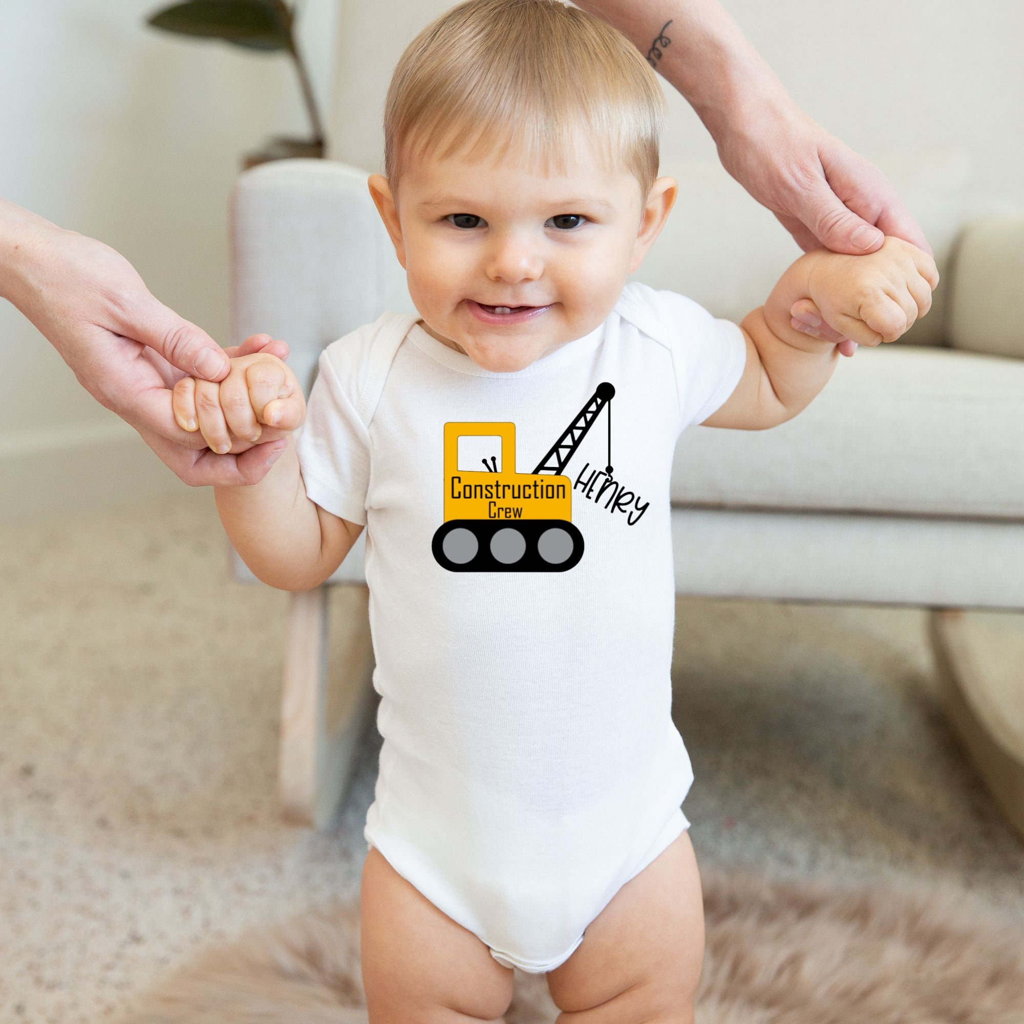 Crane Operator Baby Bodysuit, Custom Name Baby Boy Clothes ...
