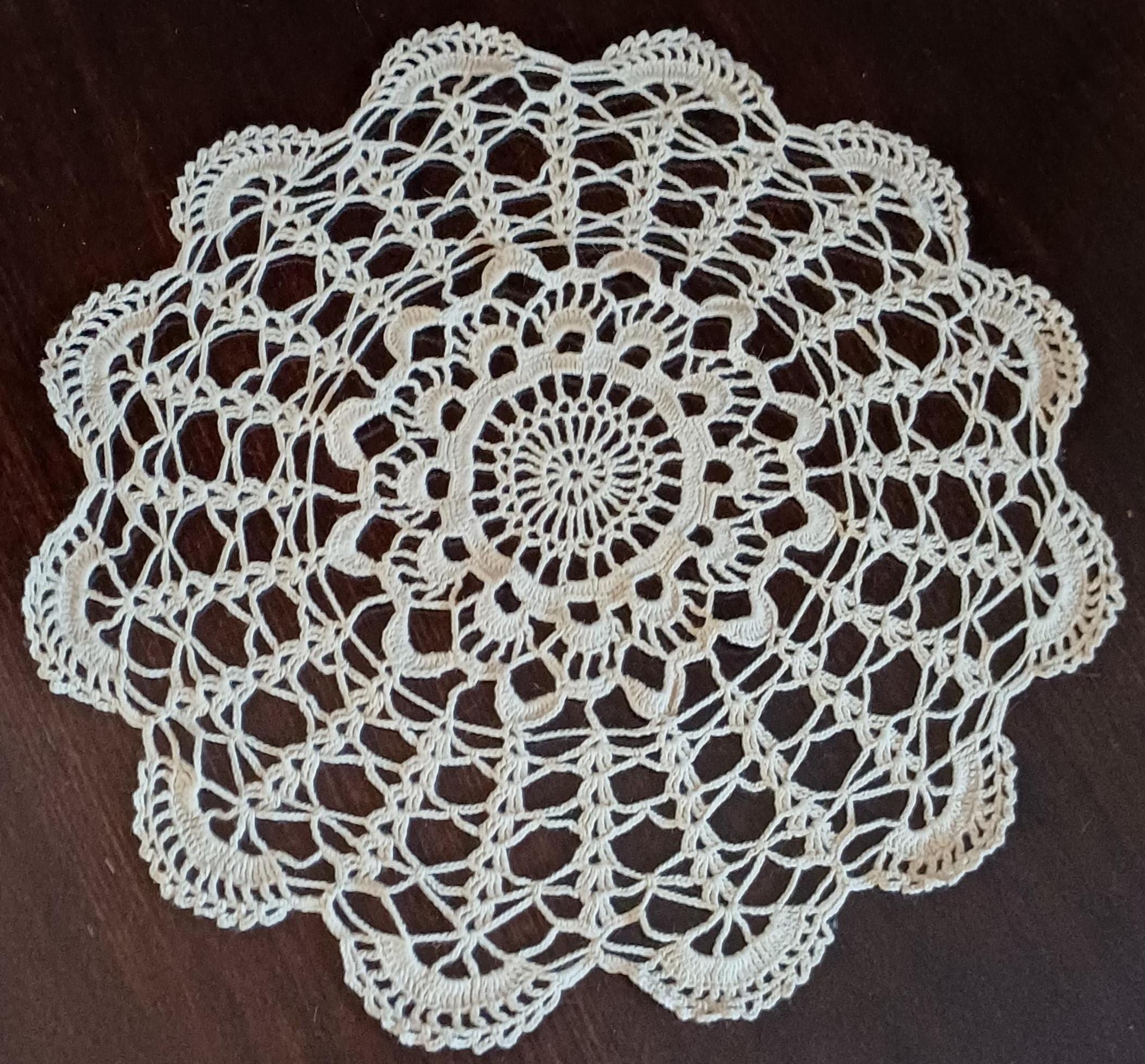 Large Hand Crochet Doily in Beige . Farmhouse Doily. 15 " /38cm. - Etsy