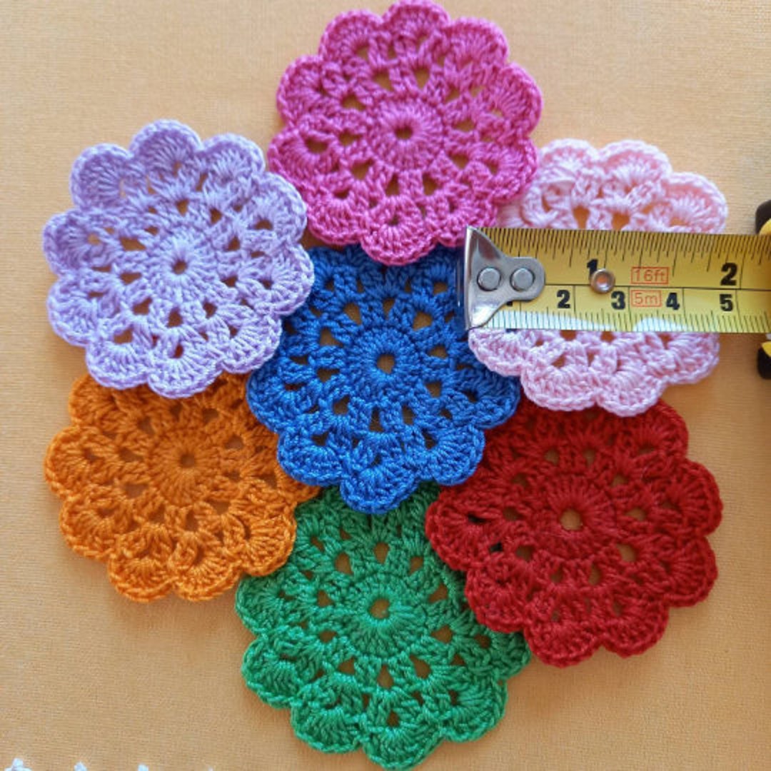 Lot of 7 Colorful Mini Doily / 1.975 Cm / Crocheted Doilies / Crochet ...
