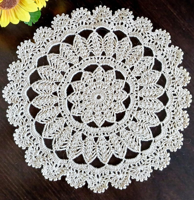 Beige Crochet Doily.rustic Crochet Doily 9.4” Decorative Piece - Etsy