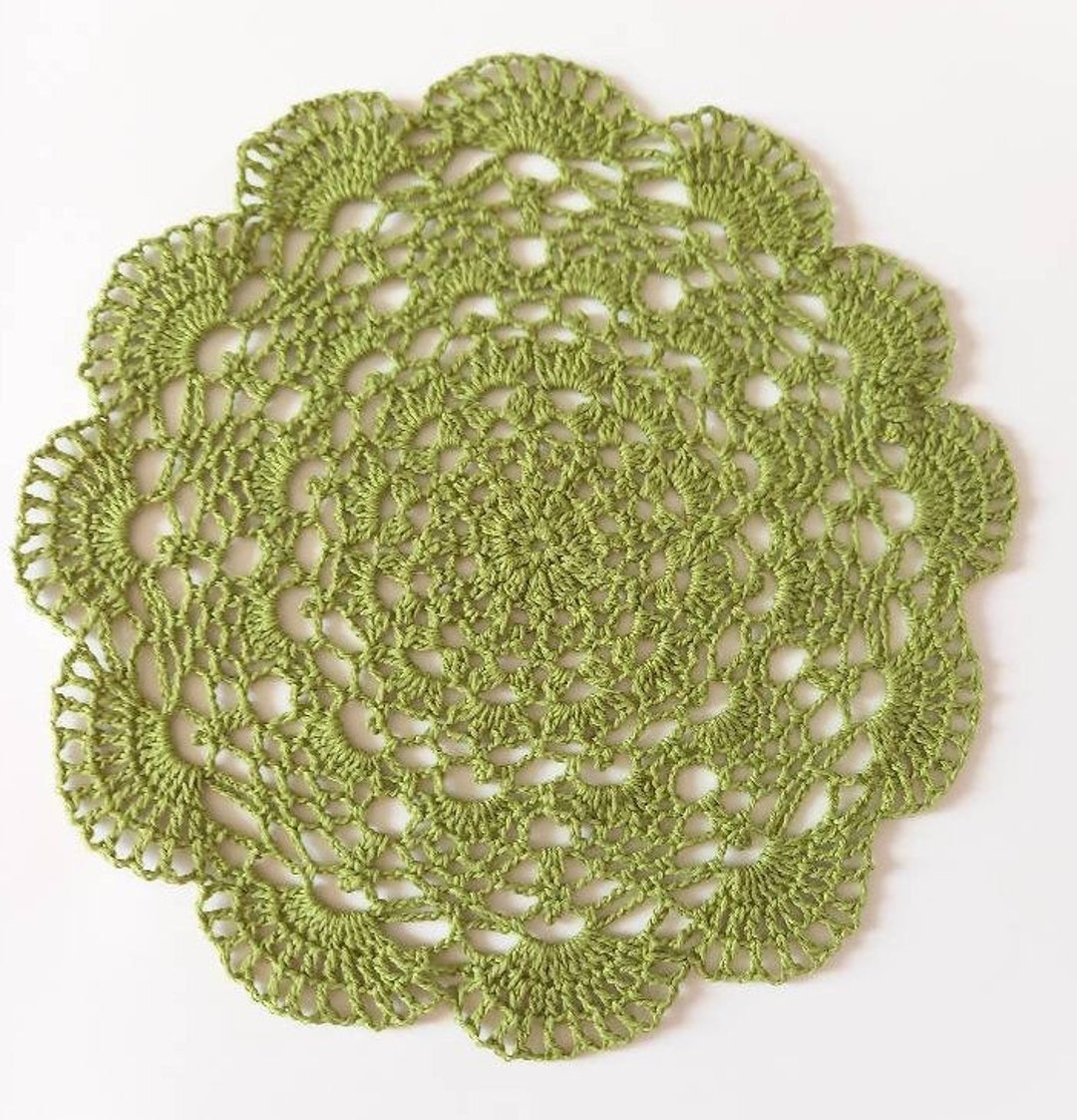 Olive Green Cotton Doily.handmade Cloth Doily. 8 /21cm. - Etsy