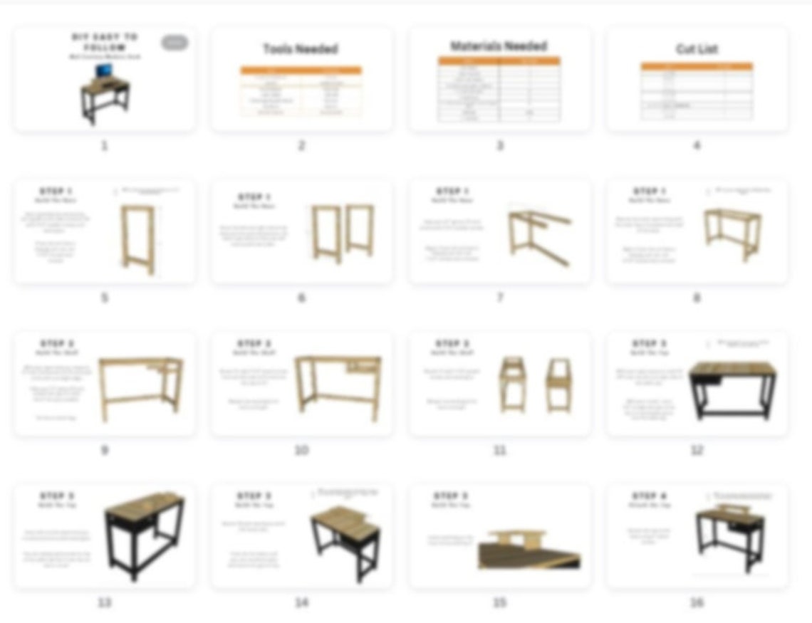 Mid Century Modern Office Desk Plans - Instant PDF Download - DIY ...