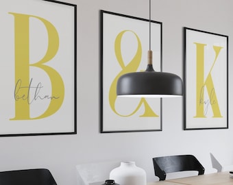 Personalised Couple Names Print Set of 2 - Etsy