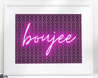 Boujee Aesthetic Wall Art, Tropical Home Decor, Pink Neon Text Art ...