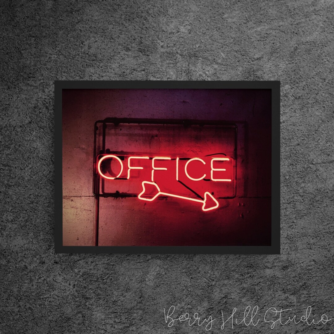 Office Neon Wall Art Print, Neon Style Sign, Neon Effect Art Print ...