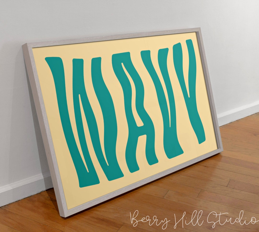 Wavy Wall Art Print, Fun Typography Art, Aesthetic Gallery Wall, Dining ...