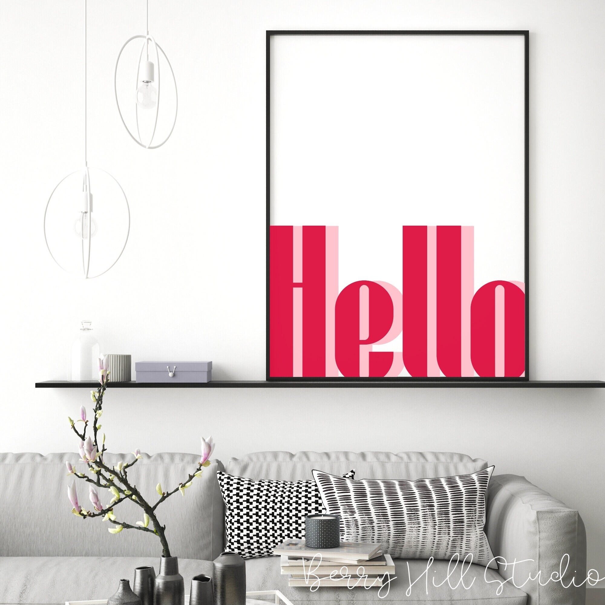 Hello Art Print, Bright Welcome Wall Art, Hello Prints, Hello Wall Art ...