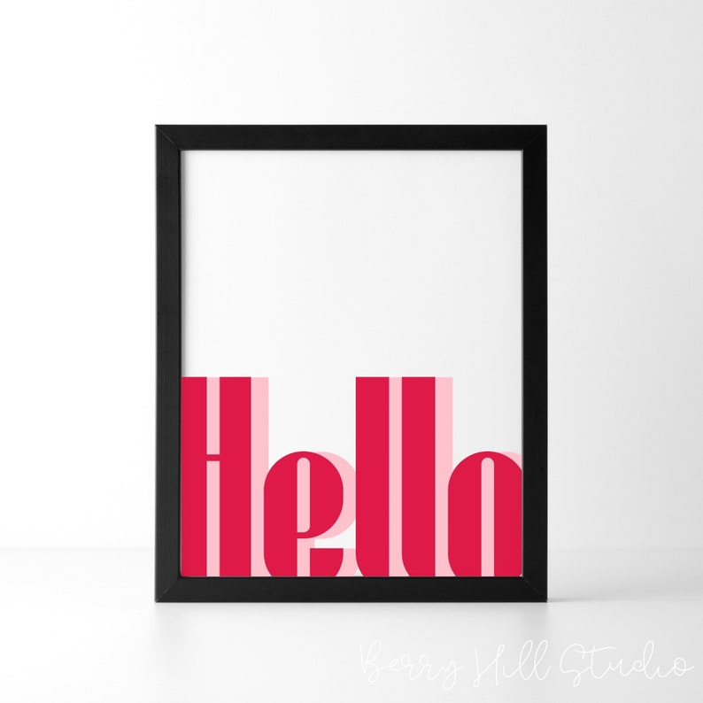 Hello Art Print, Bright Welcome Wall Art, Hello Prints, Hello Wall Art ...