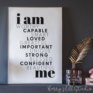 Daily Affirmations Wall Art, Positive Affirmations Print, Inspirational ...