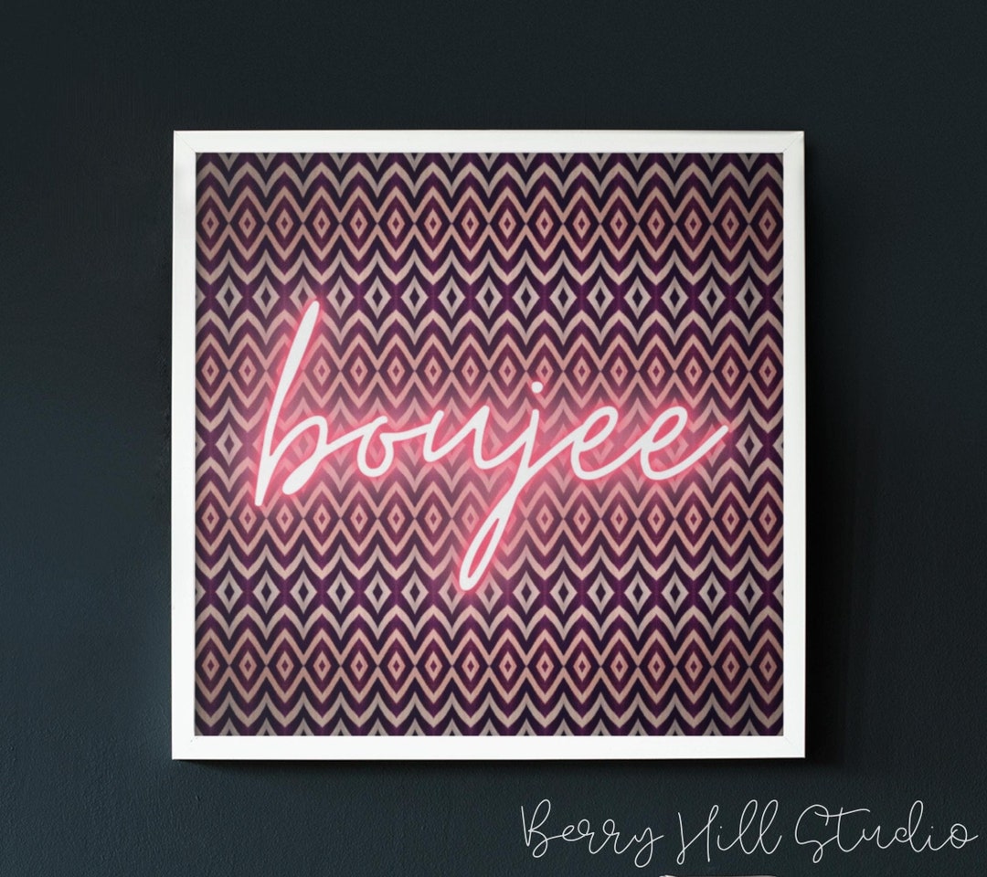 Boujee Neon Wall Art Print Square, Neon Effect Art Print, Eclectic ...
