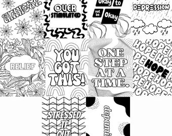 Printable Mental Health Coloring Pages, Digital Download Coloring Pages ...
