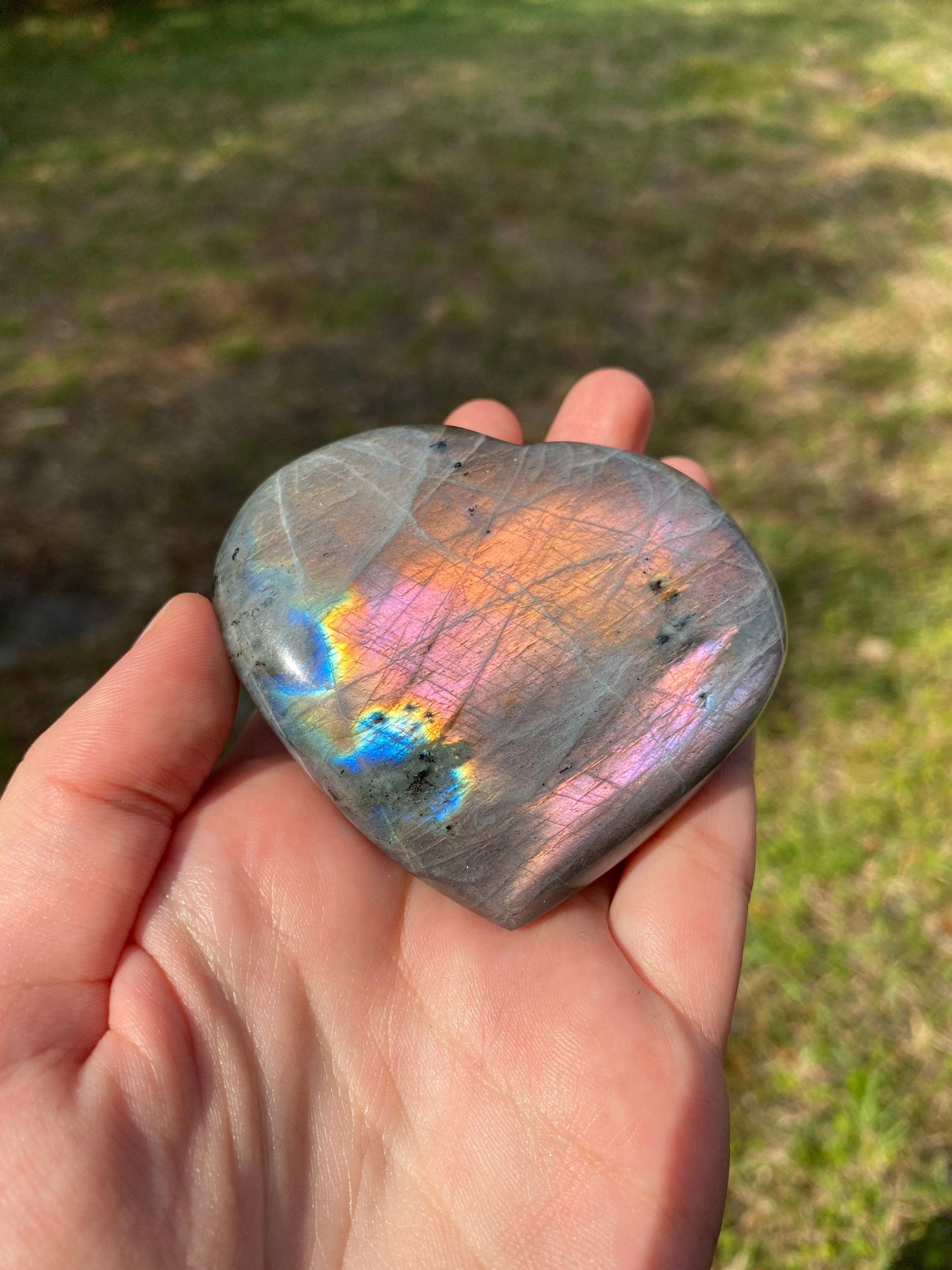 RARE Purple/pink Labradorite Carved Hearts Natural Flashy - Etsy Singapore