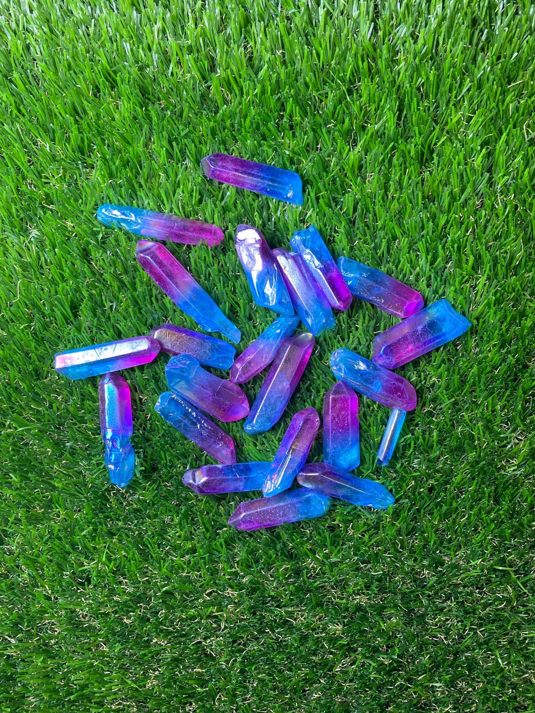 Purple Blue Angel Aura Quartz Crystal Polished Point Wand - Etsy