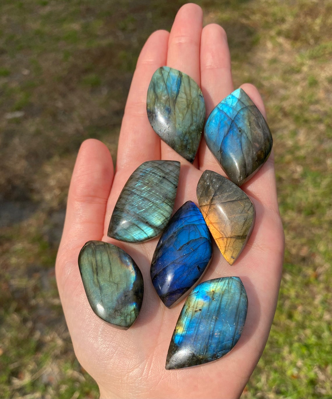 Natural High Flash Labradorite Crystal Cabochon Palm Stones | Etsy