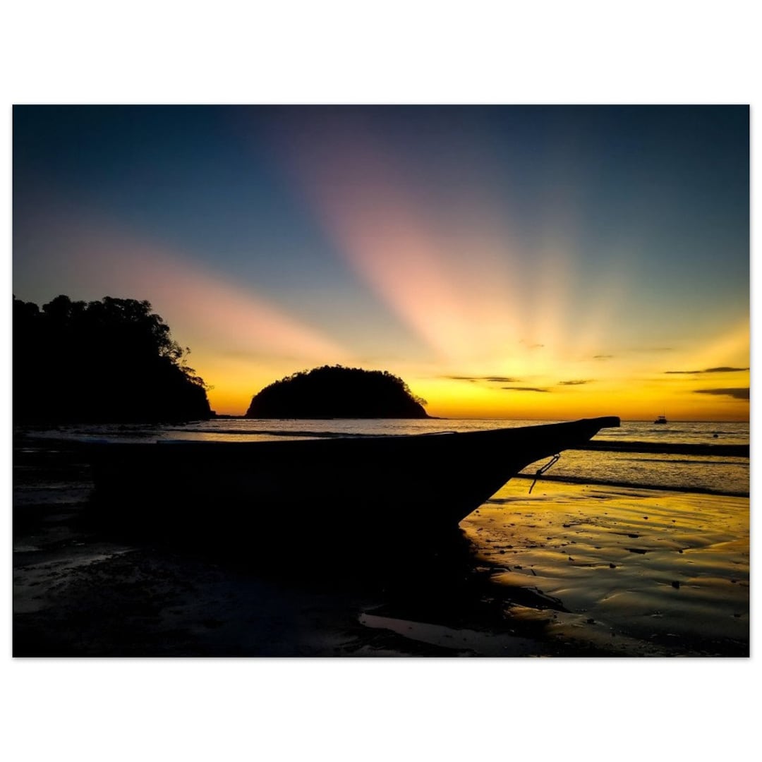 Costa Rica - Metal Art - Samara Beach Sun Beams Silhouette Sunset - Etsy