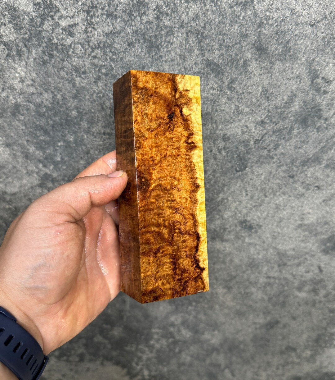 Stunning Pomelle Figured Curly Western Myall Block Knife Making Scale ...