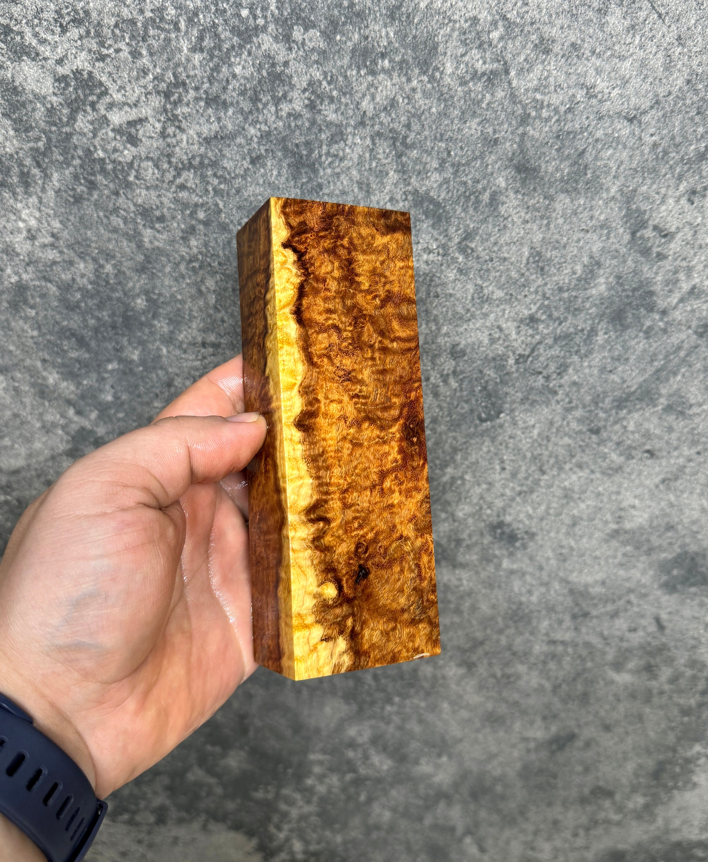 Stunning Pomelle Figured Curly Western Myall Block Knife Making Scale ...