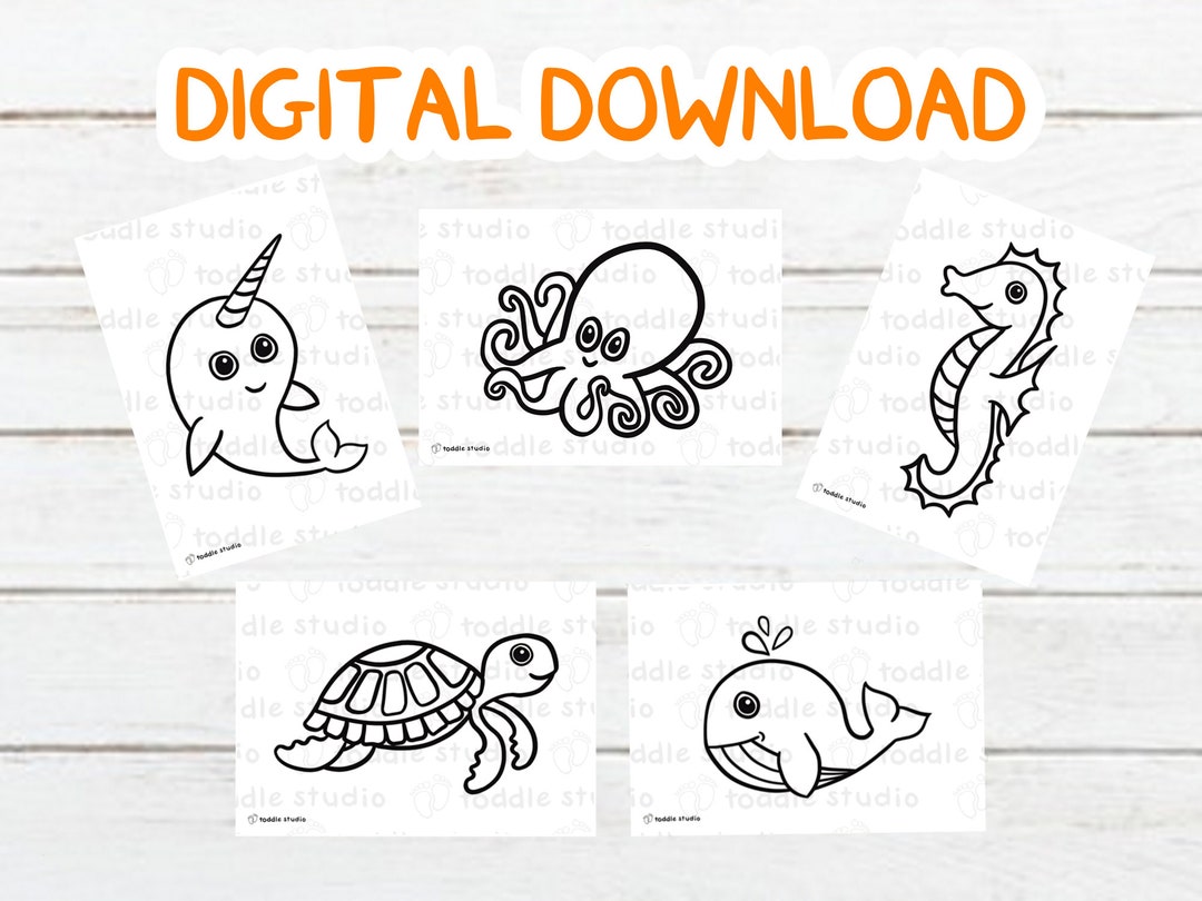 Ocean Animals Colouring Pages Digital Download, Printable Animal ...