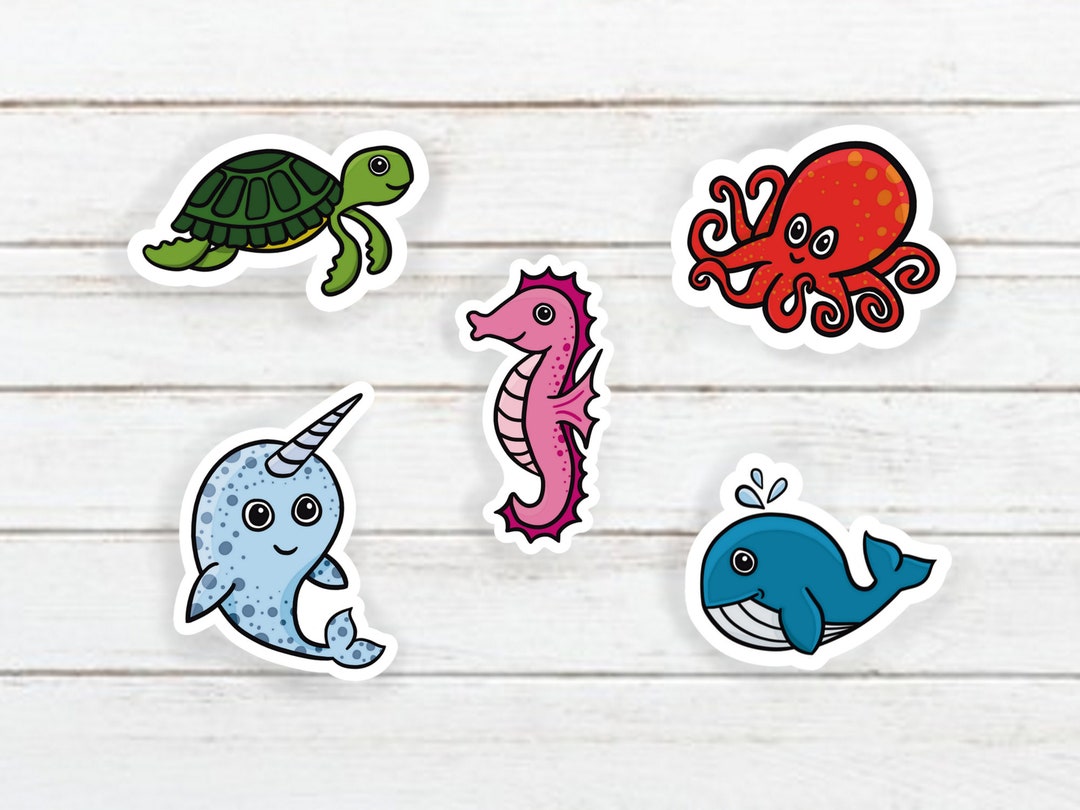 Ocean Animals Sticker Pack Cute Planner Stickers, Animal Bujo Sticker ...