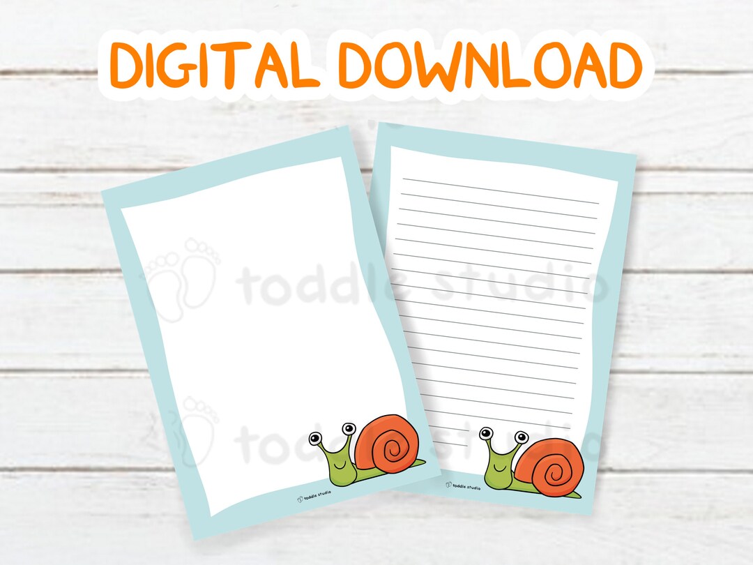 Snail Writing Paper Lined, Blanc, Stationary, Download, Printable, PDF ...