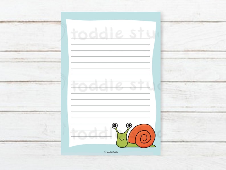 Snail Writing Paper Lined, Blanc, Stationary, Download, Printable, PDF ...