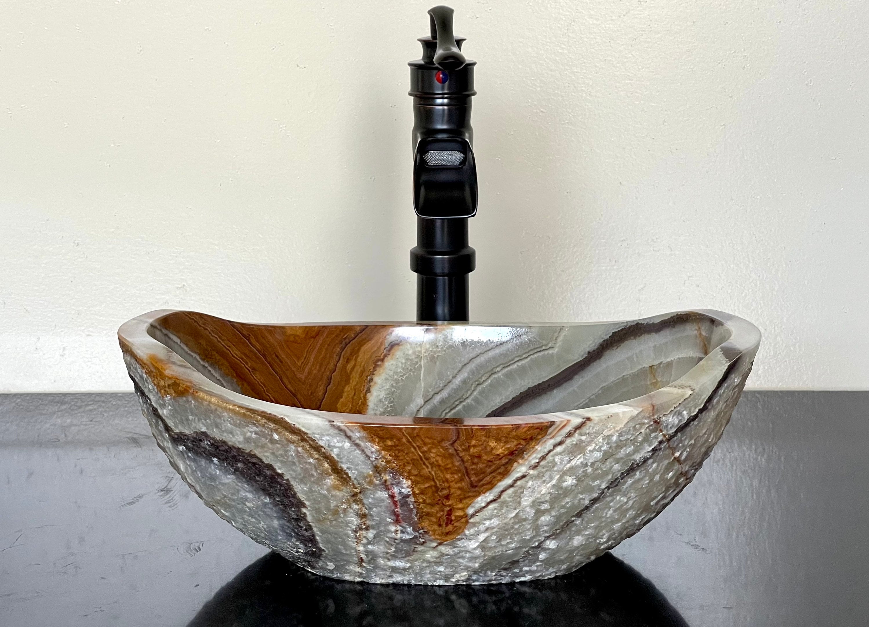 Natural Stone Sink - Onyx Sink - Rustic Travertine Marble - Hand Carved ...