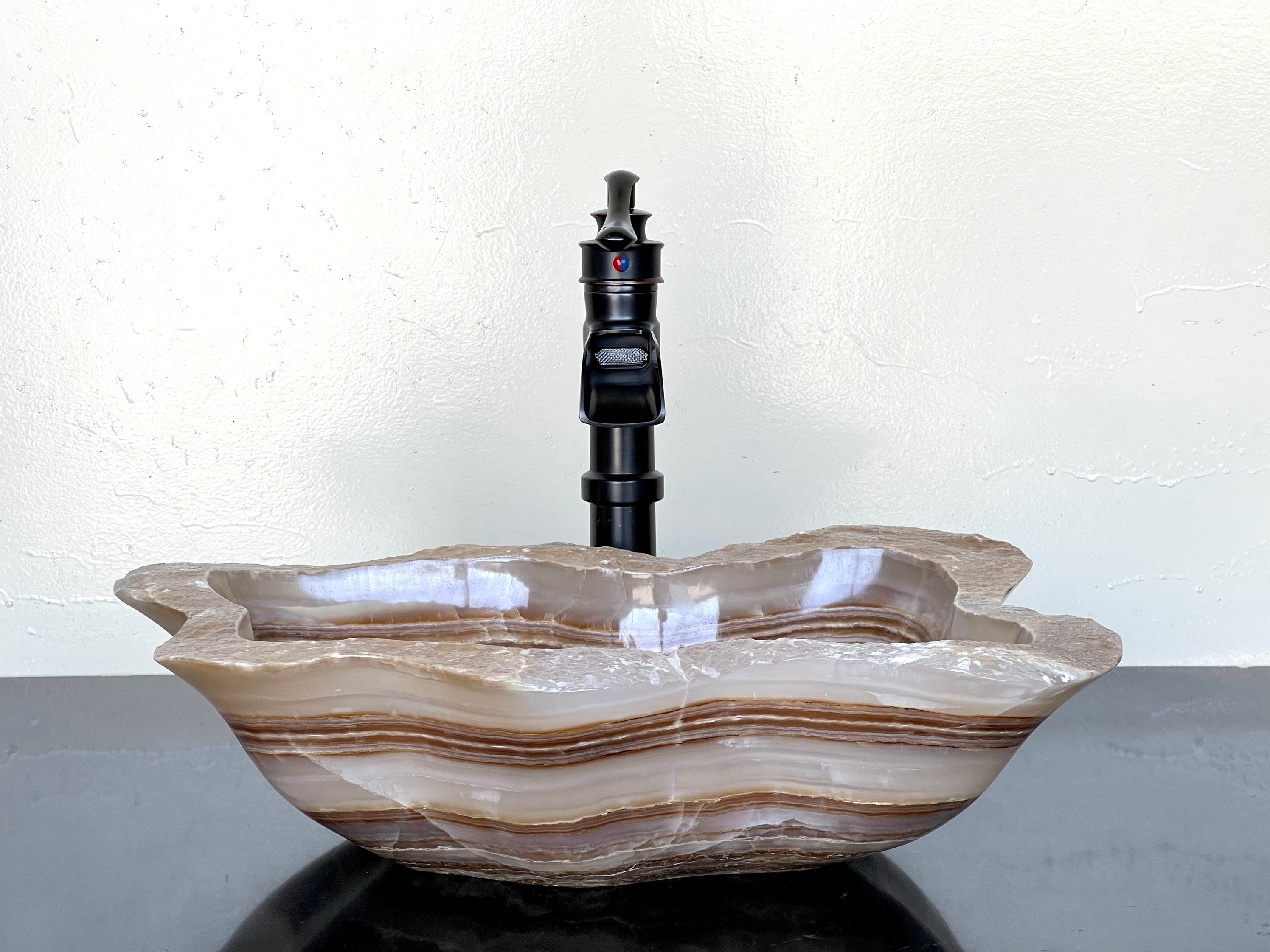 Natural Stone Sink - Onyx Sink - Rustic Travertine Marble - Hand Carved ...