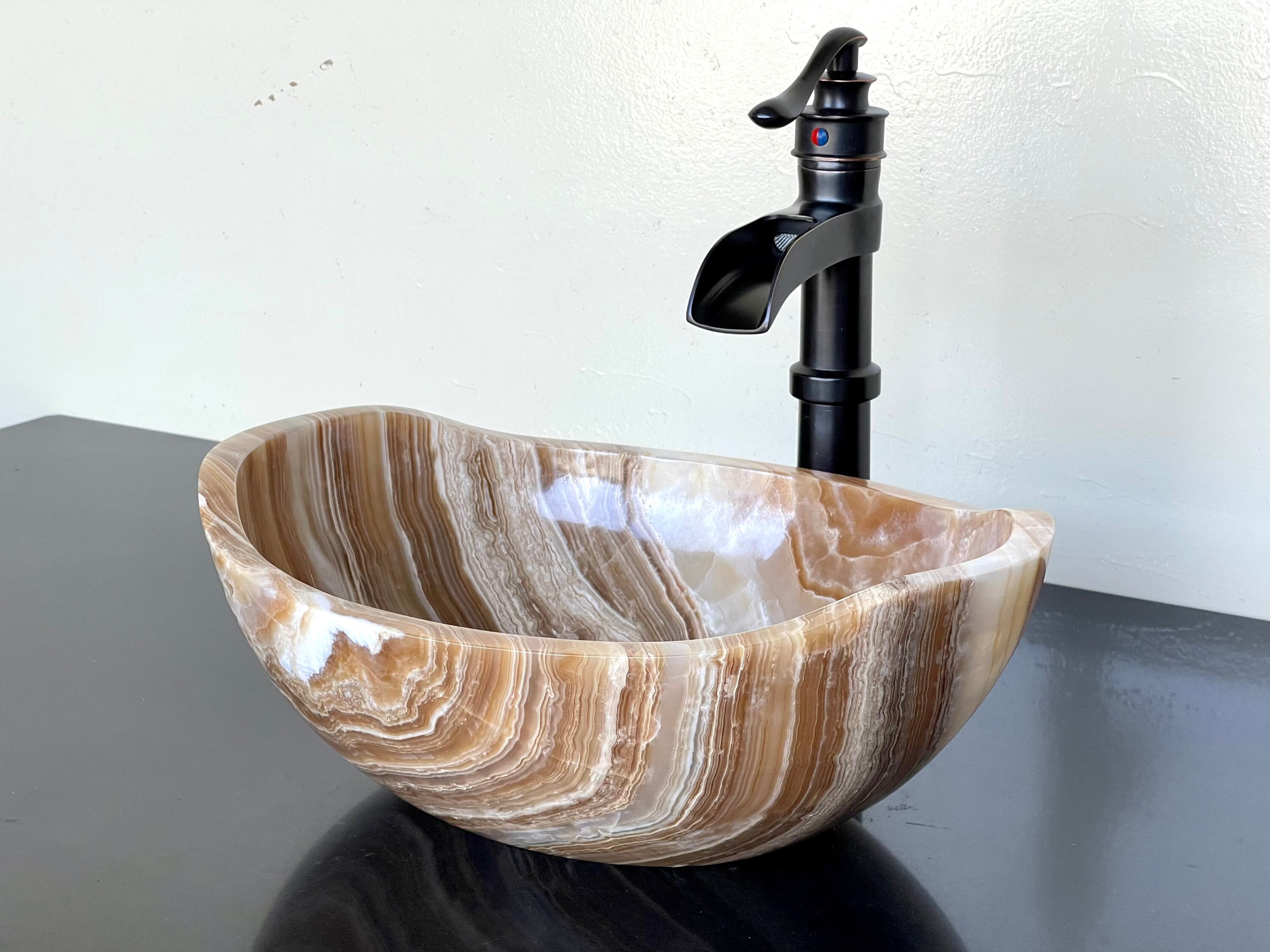 Natural Stone Sink - Onyx Sink - Rustic Travertine Marble - Hand Carved ...