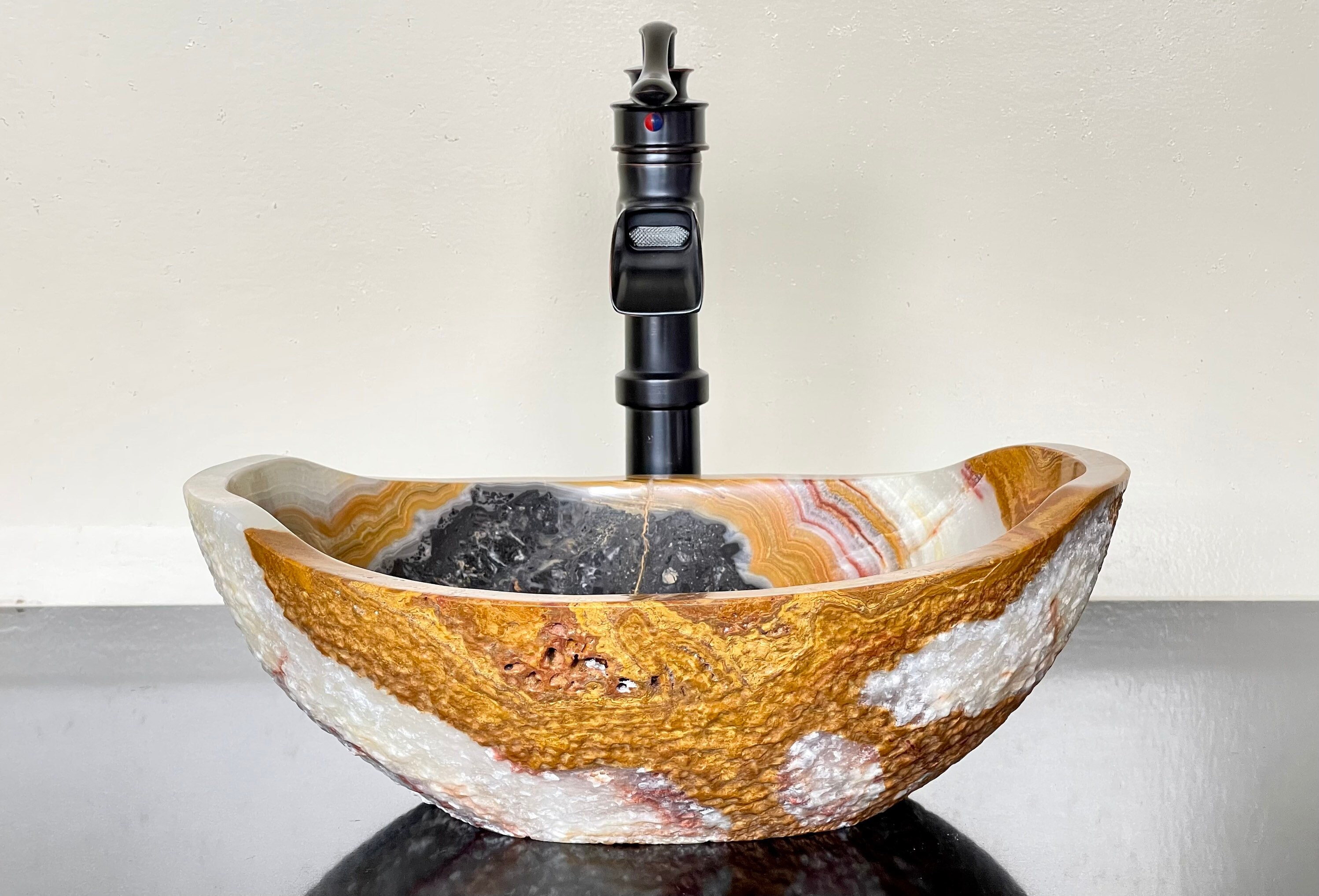 Natural Stone Sink - Onyx Sink - Rustic Travertine Marble - Hand Carved ...