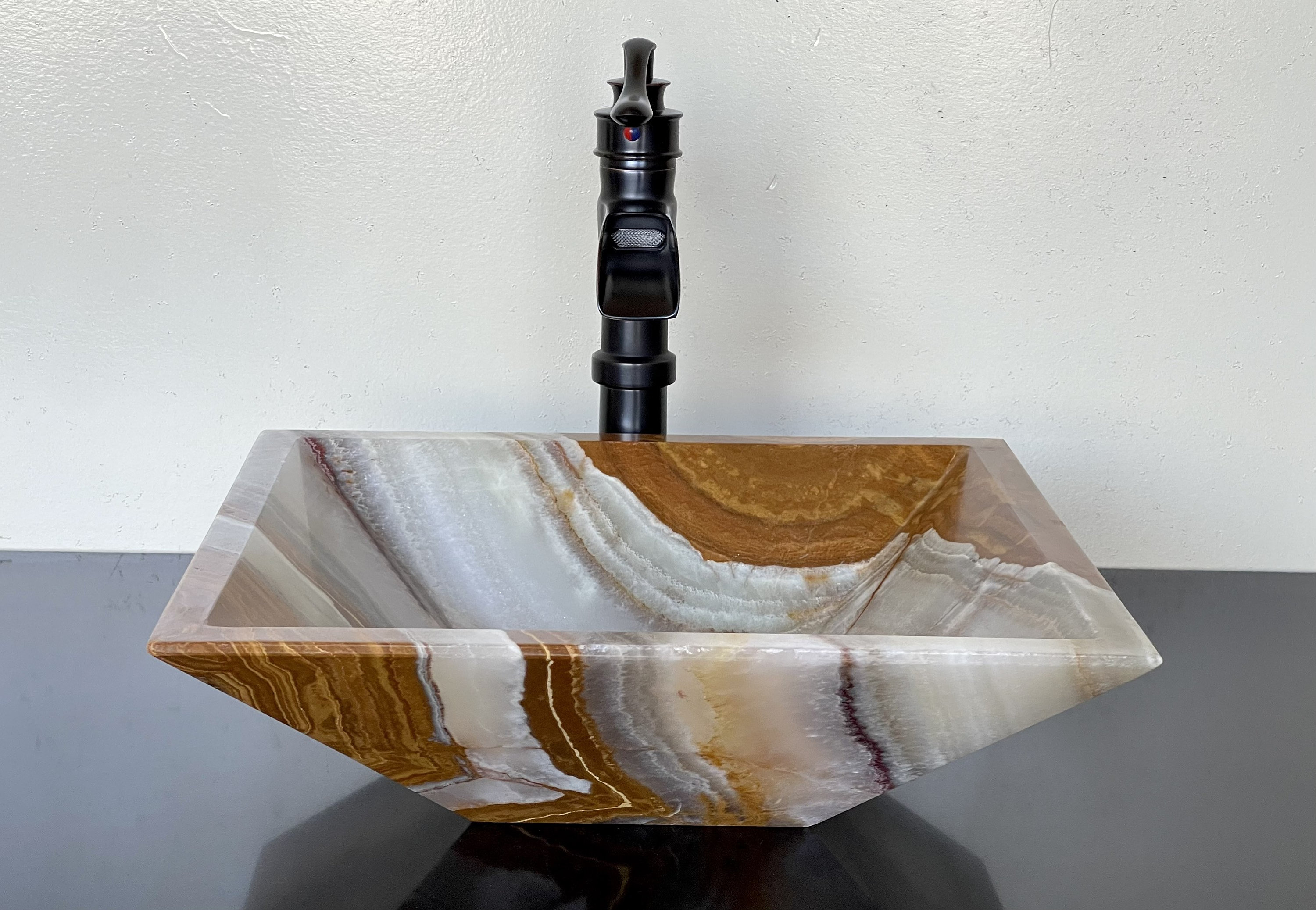 Natural Stone Sink - Onyx Sink - Hand Carved Vessel Sink - Vanity ...
