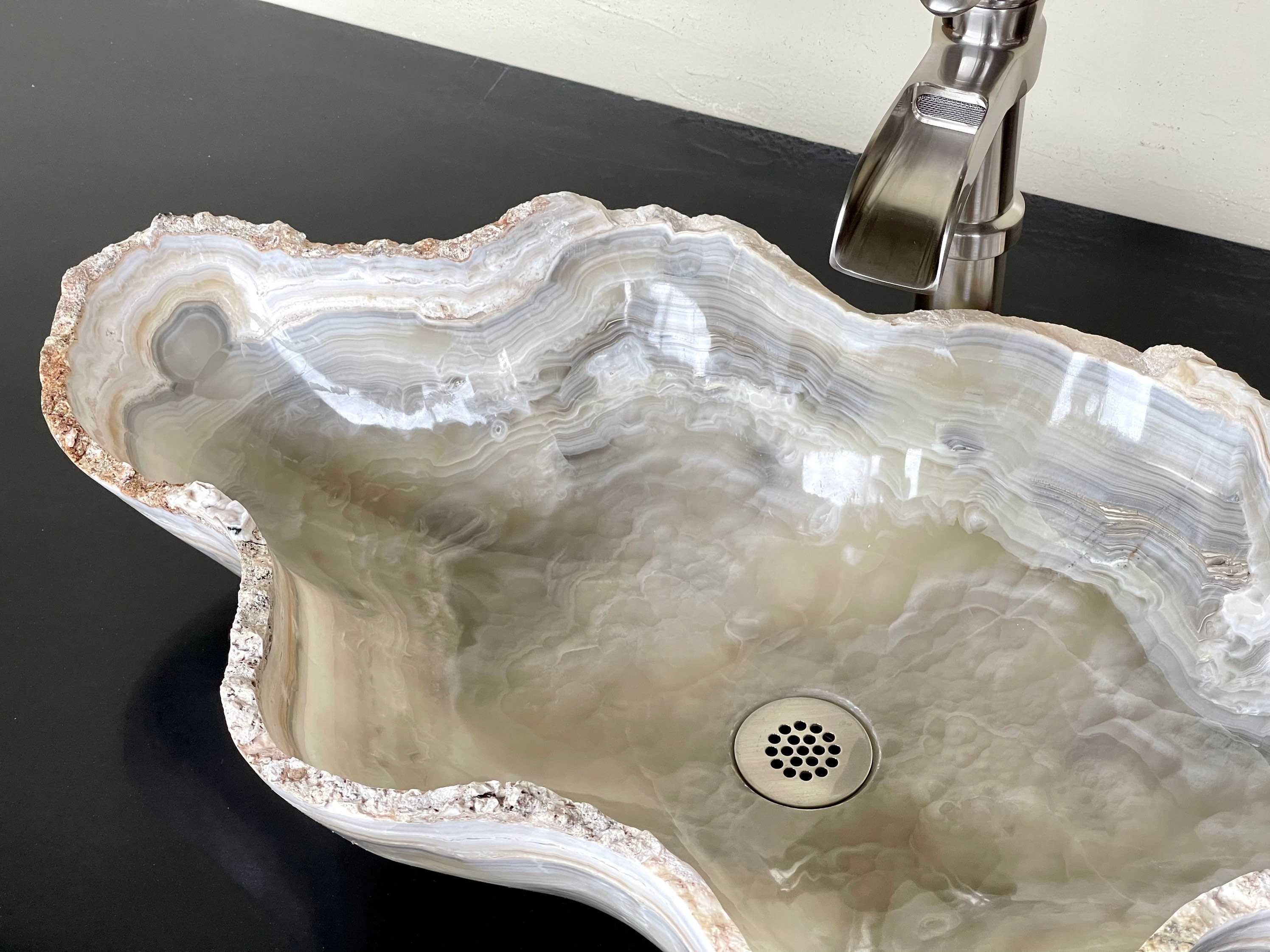 Natural Stone Sink - Onyx Sink - Rustic Travertine Marble - Hand Carved ...