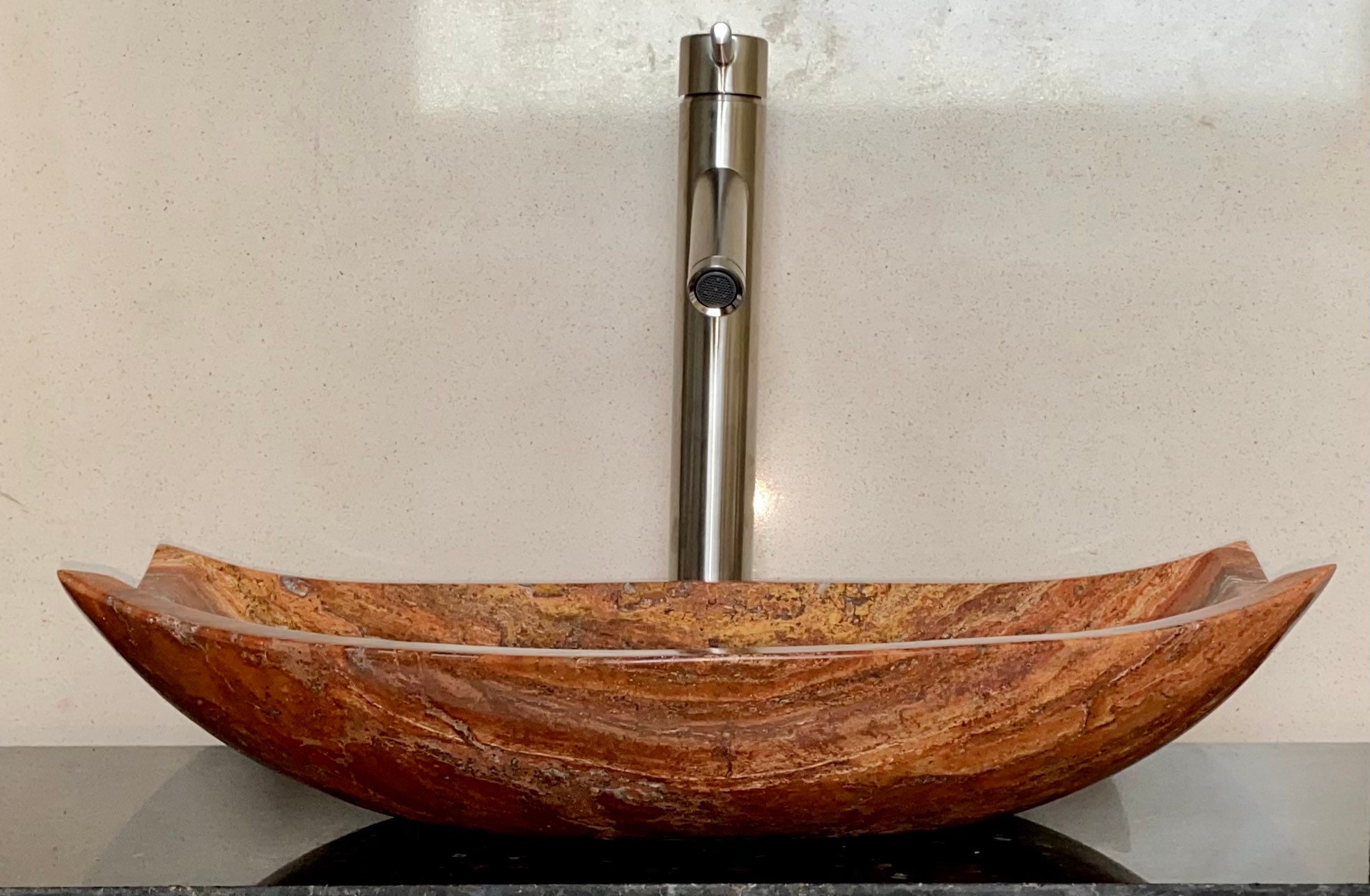 Natural Stone Sink - Rustic Travertine Marble - Hand Carved Vessel Sink ...
