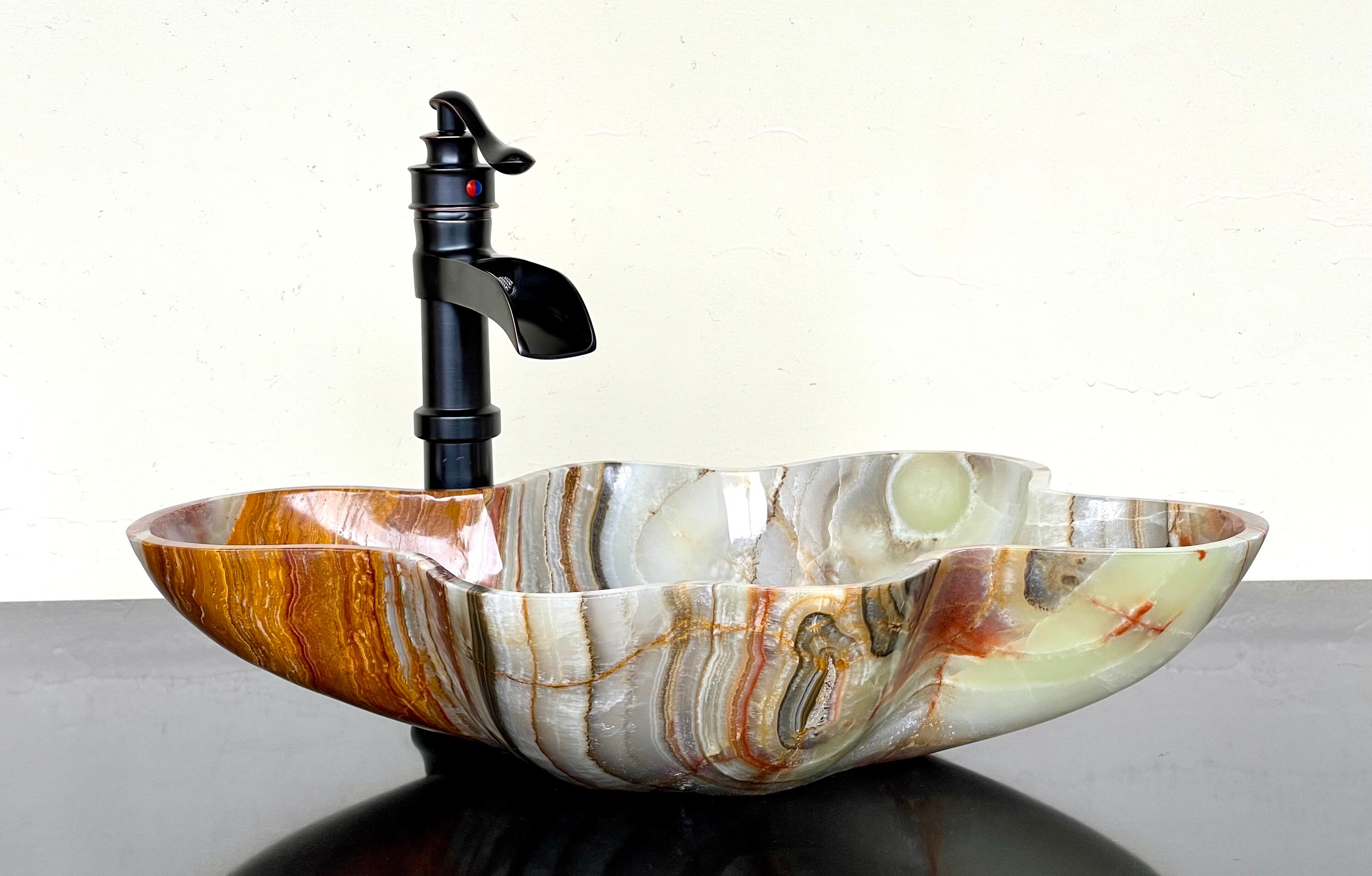 Natural Stone Sink - Onyx Sink - Rustic Travertine Marble - Hand Carved ...