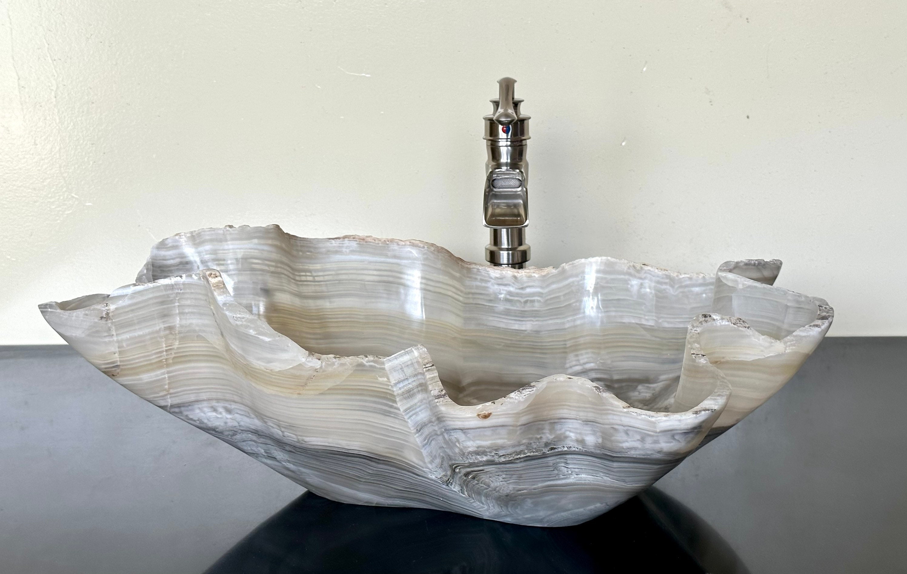 Natural Stone Sink - Onyx Sink - Rustic Travertine Marble - Hand Carved ...