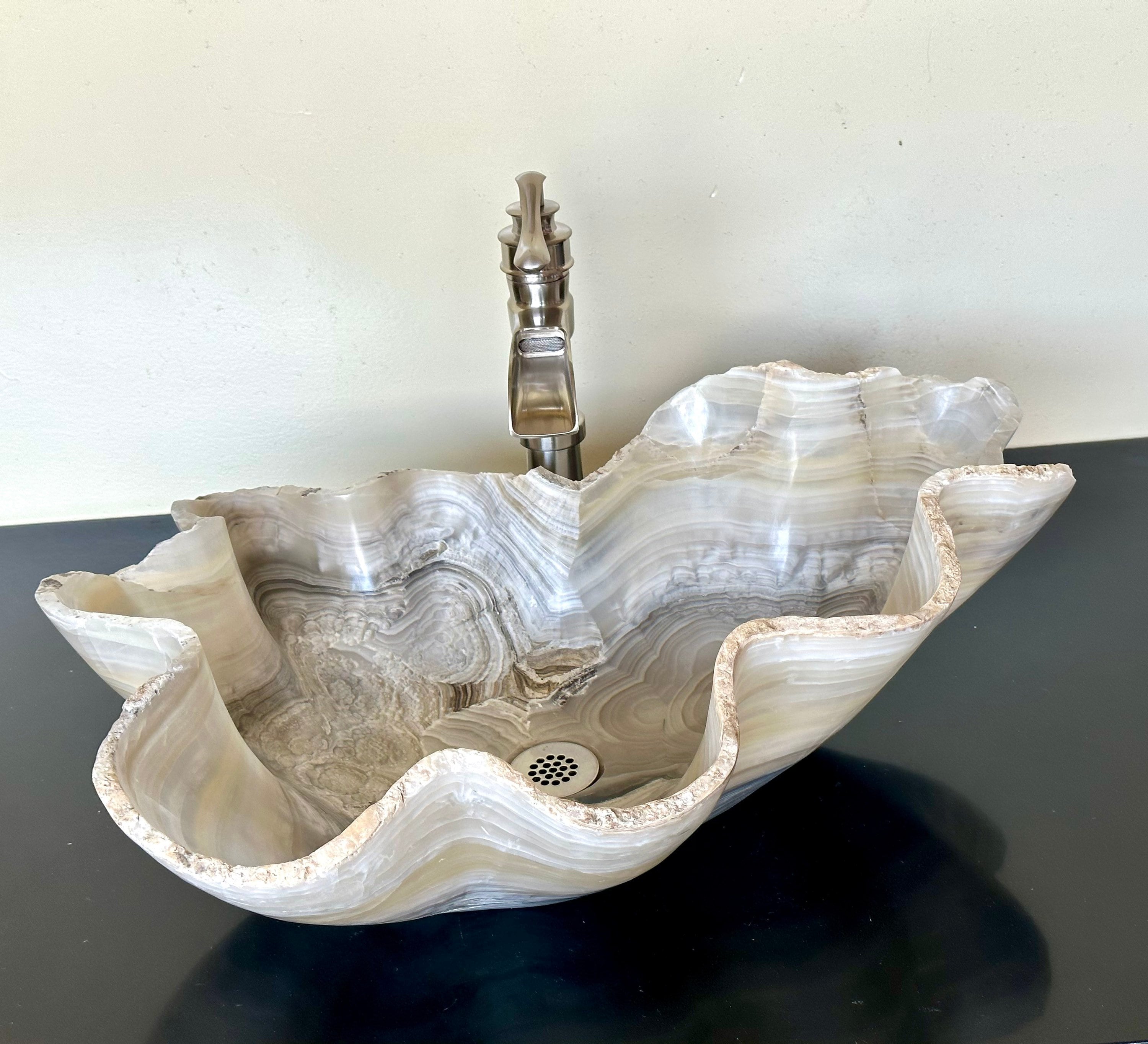 Natural Stone Sink - Onyx Sink - Rustic Travertine Marble - Hand Carved ...