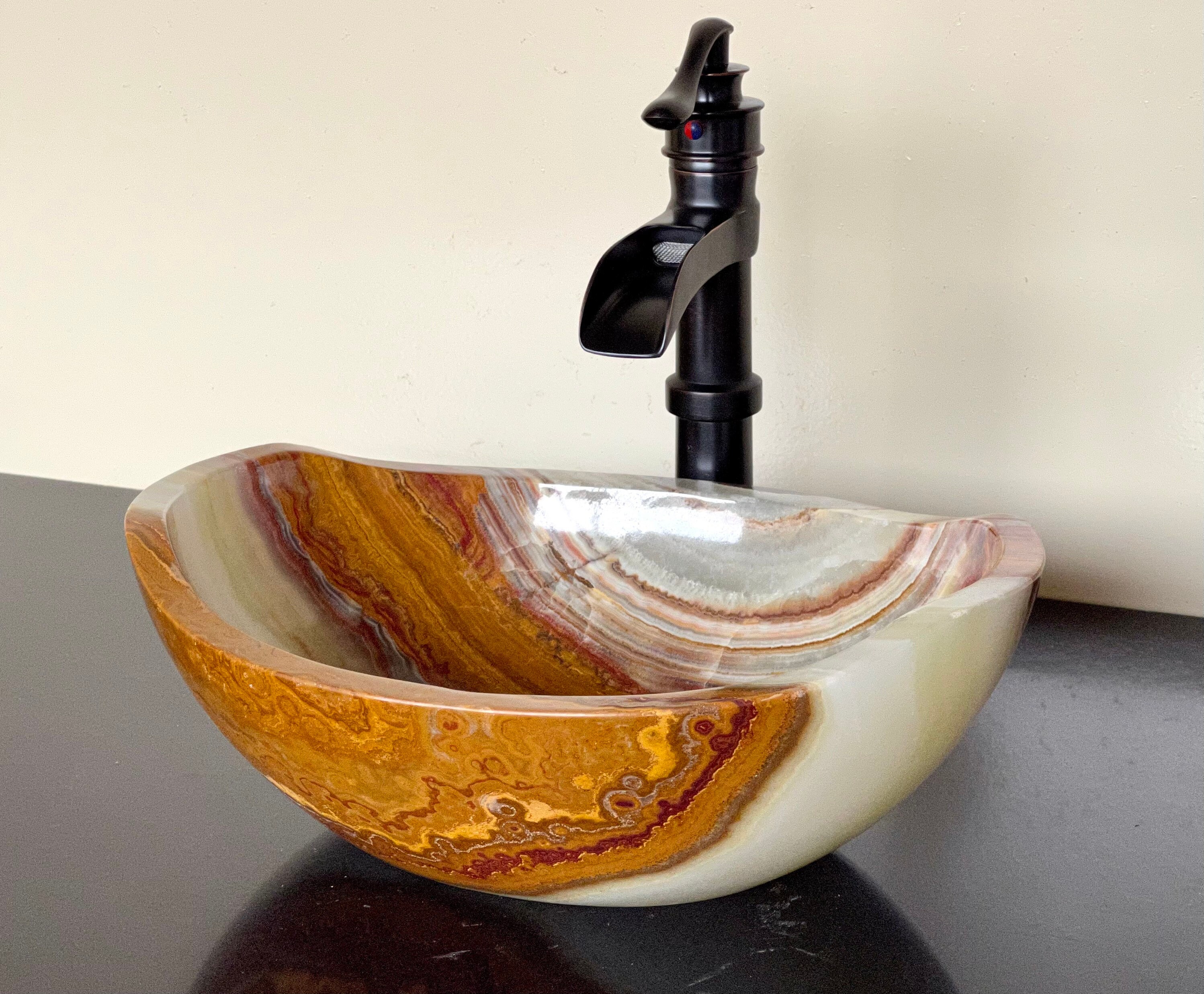 Natural Stone Sink - Onyx Sink - Rustic Travertine Marble - Hand Carved ...