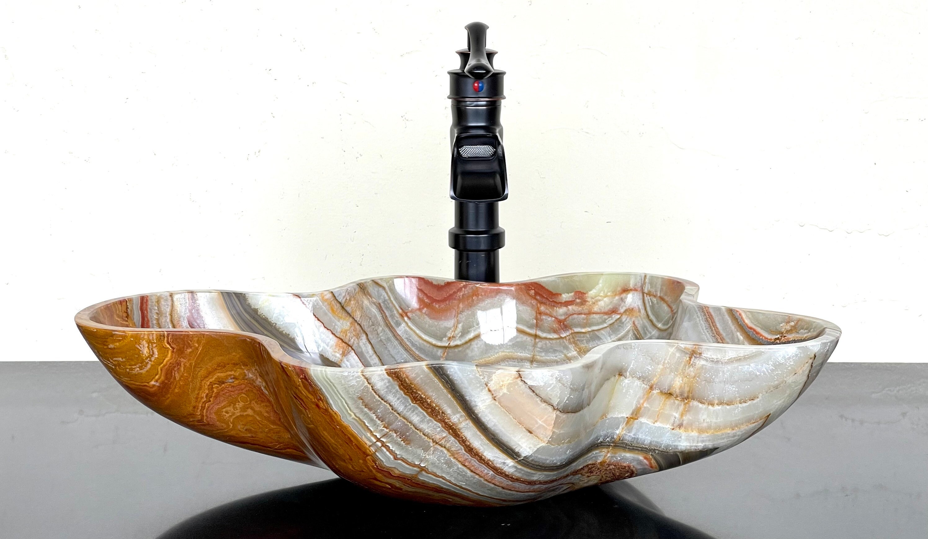 Natural Stone Sink - Onyx Sink - Rustic Travertine Marble - Hand Carved ...