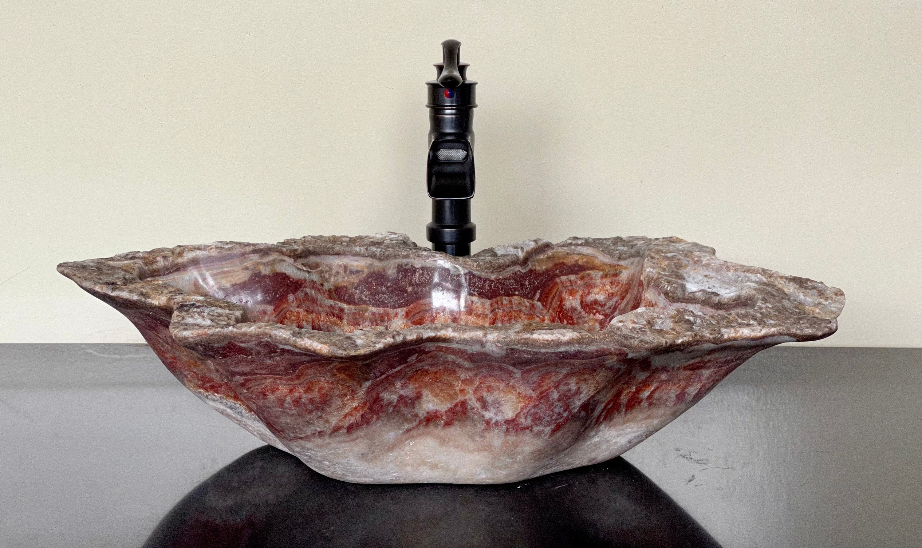 Natural Stone Sink - Onyx Sink - Rustic Travertine Marble - Hand Carved ...