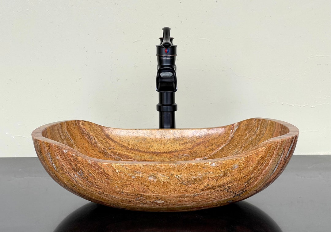 Natural Stone Sink Rustic Travertine Marble Hand Carved - Etsy