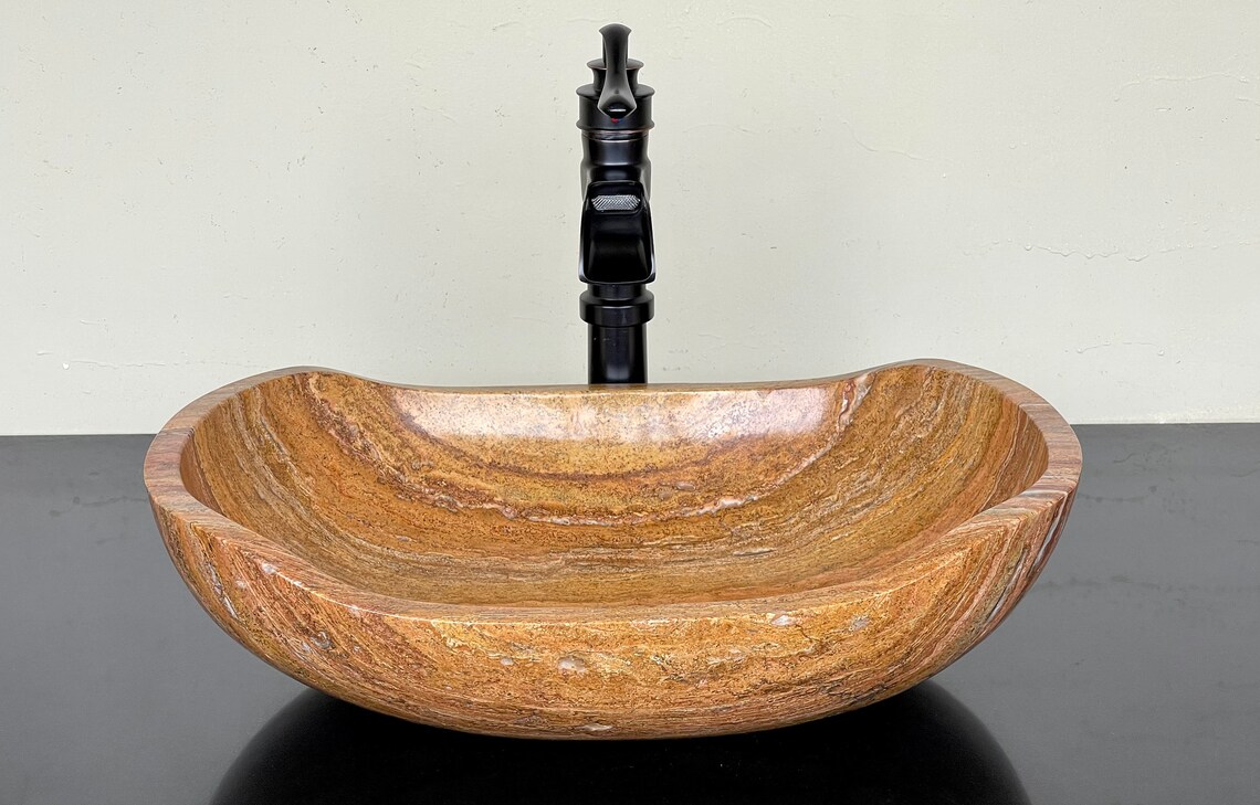 Natural Stone Sink Rustic Travertine Marble Hand Carved - Etsy